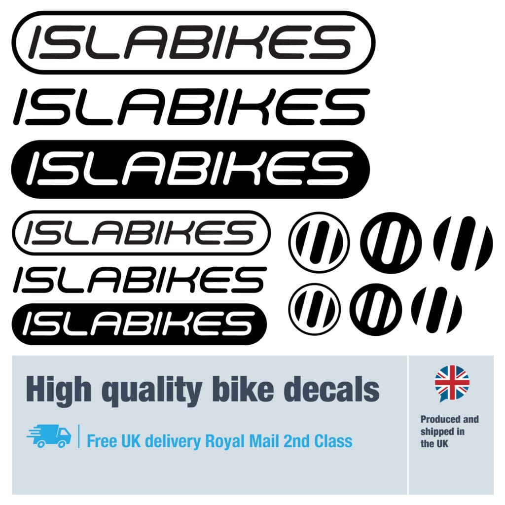 ISLABIKES bike decals labels with free bike protection (27 pack) - 20+ colours | Decalzone