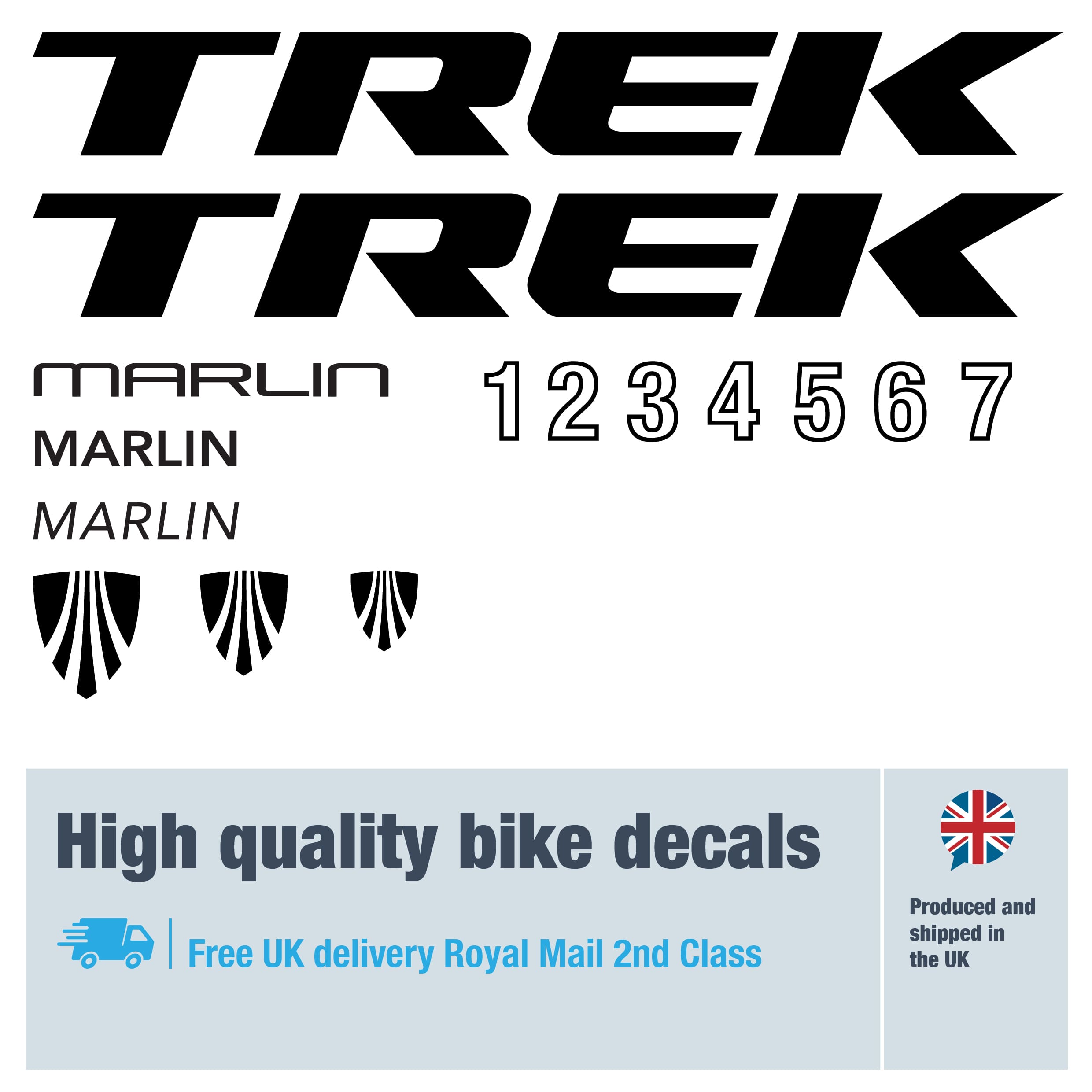 Trek Marlin 1 to 7 bike decals labels with free bike protection (29 ...