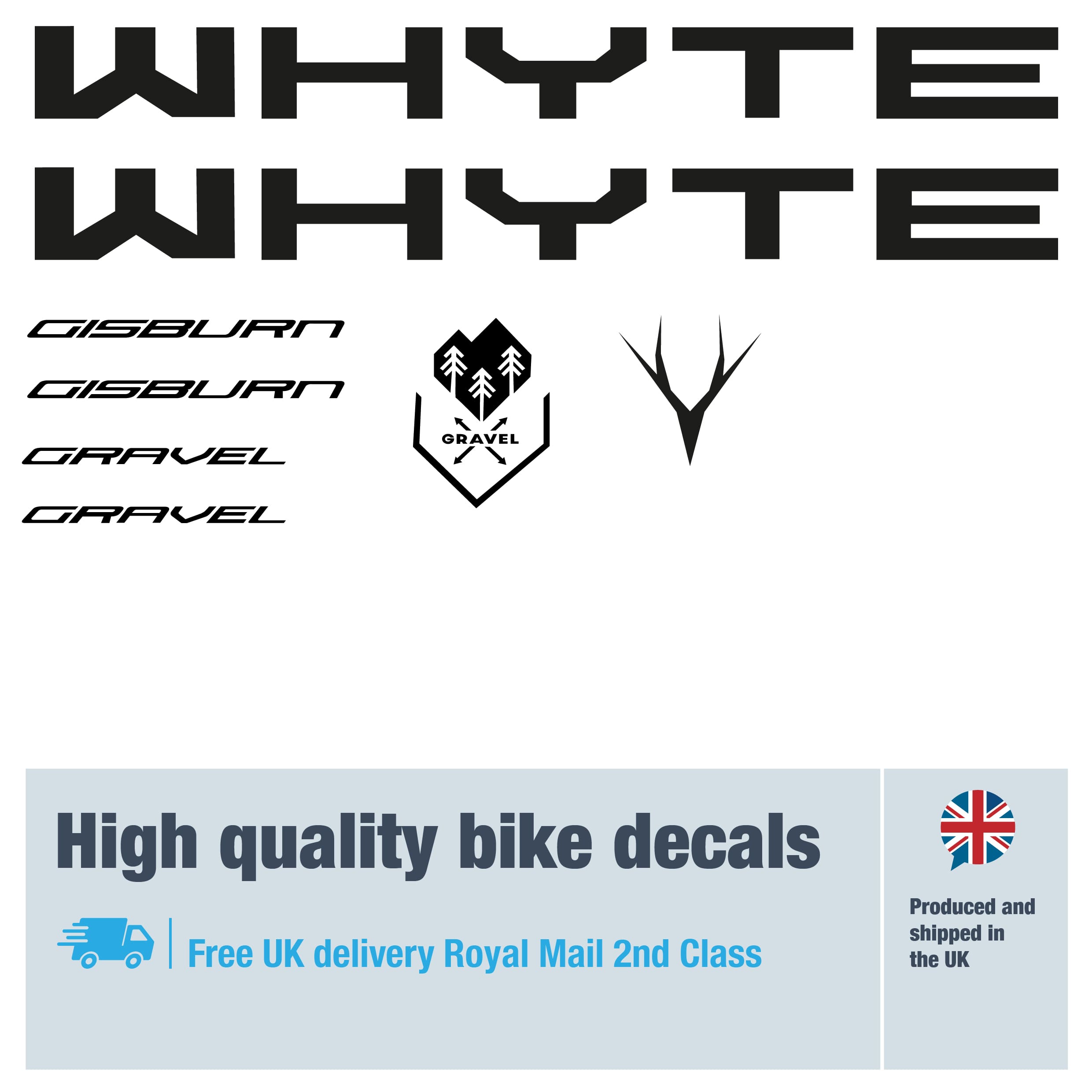 WHYTE Gisburn bike decals labels with free bike protection (23 pack ...